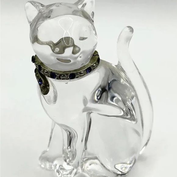 Vintage | Other | Vintage Germany Glass Cat Rhinestone Collar Figurine ...